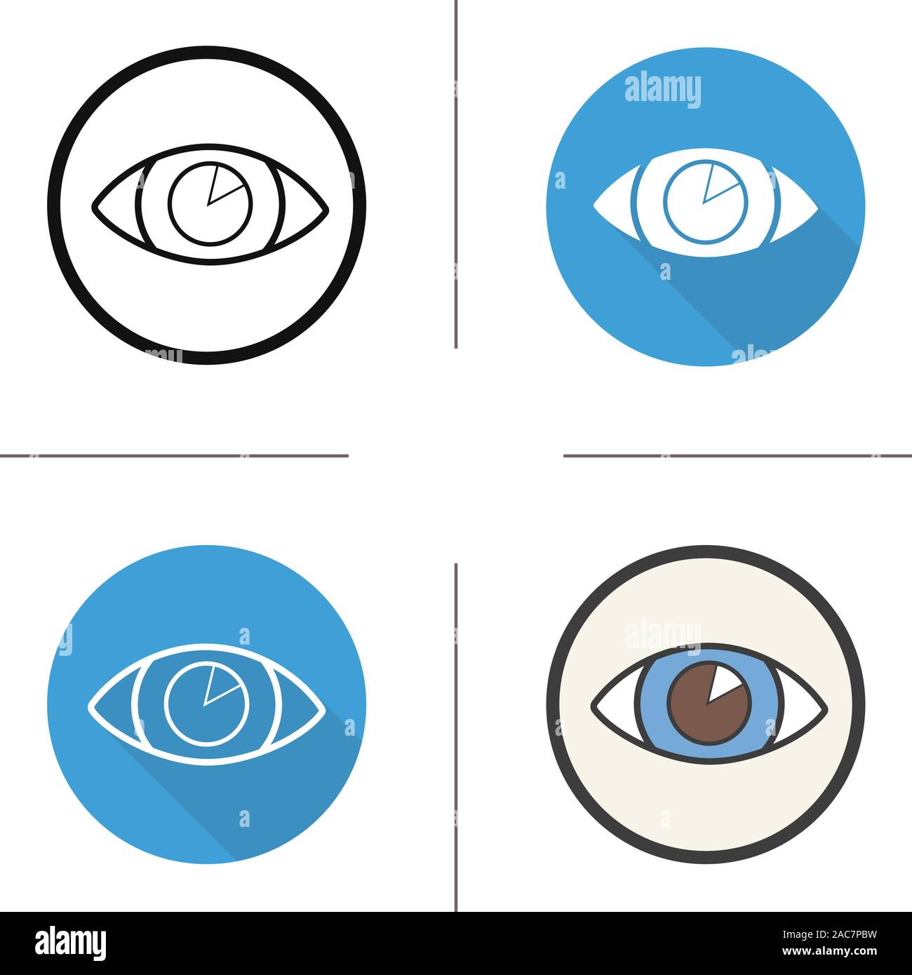 Human eye icon. Flat design, linear and color styles. Ophthalmology ...