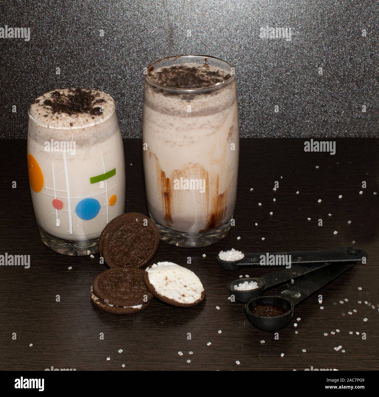 Homemade Chocolate Milkshake and Cookies Stock Photo - Alamy