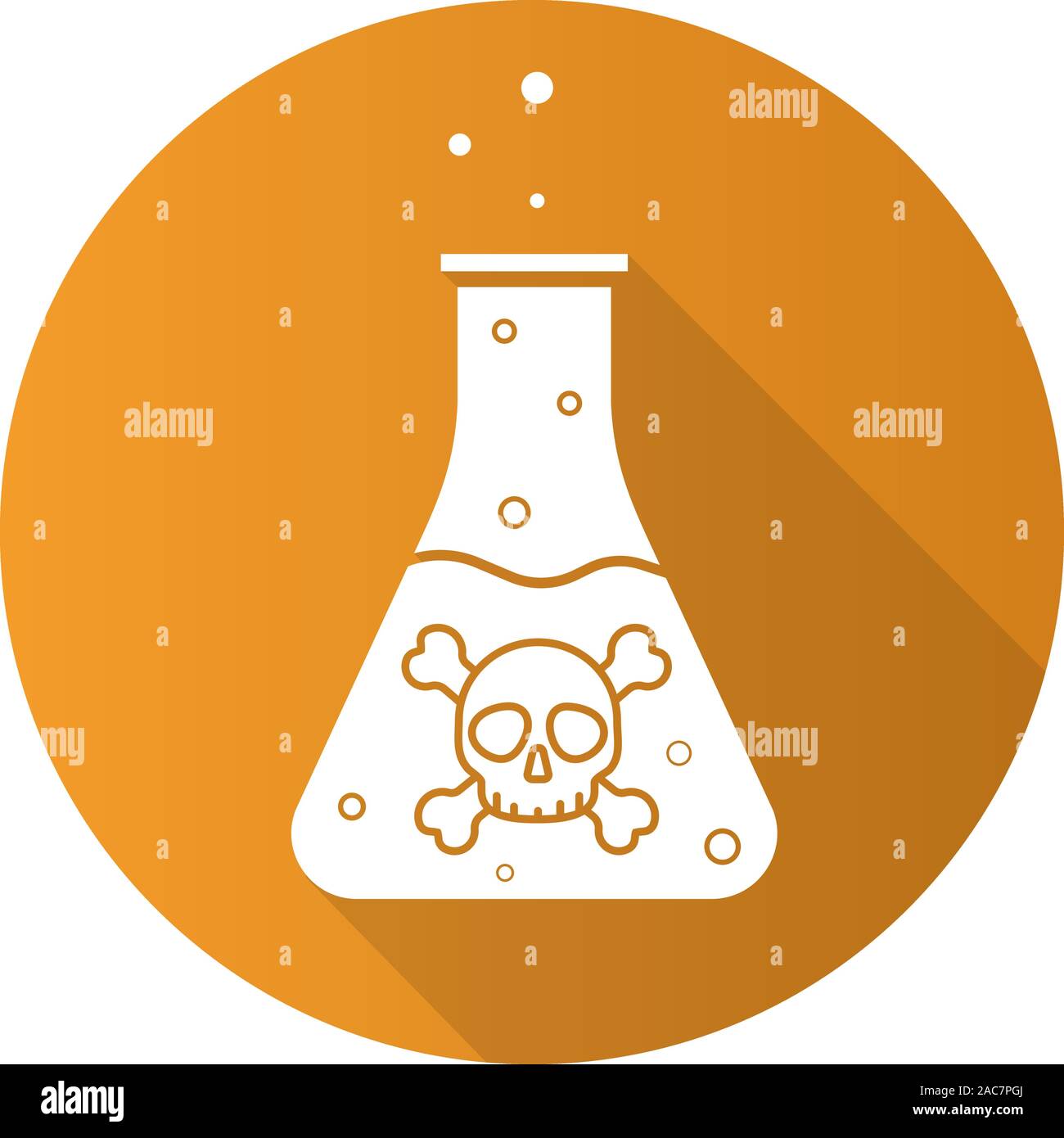 Poison bottle flat design long shadow icon. Danger liquid. Vector ...