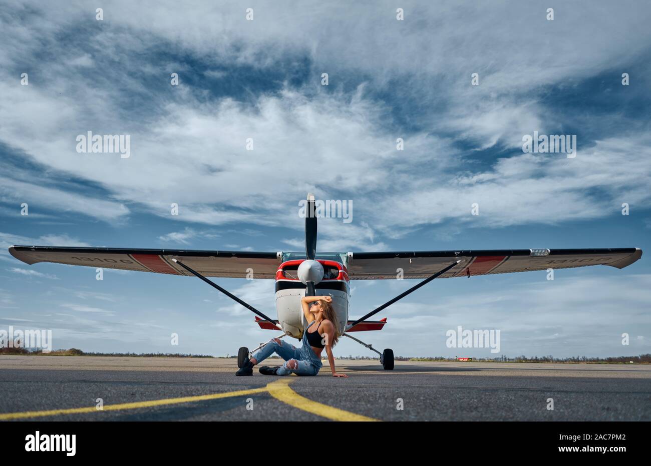 Beautiful girl on the plane hi-res stock photography and images - Alamy