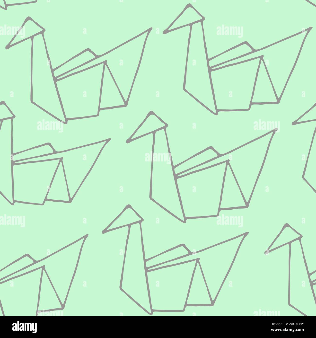 Seamless Pattern with Origami birds. Simple Hand Drawn kids background ...