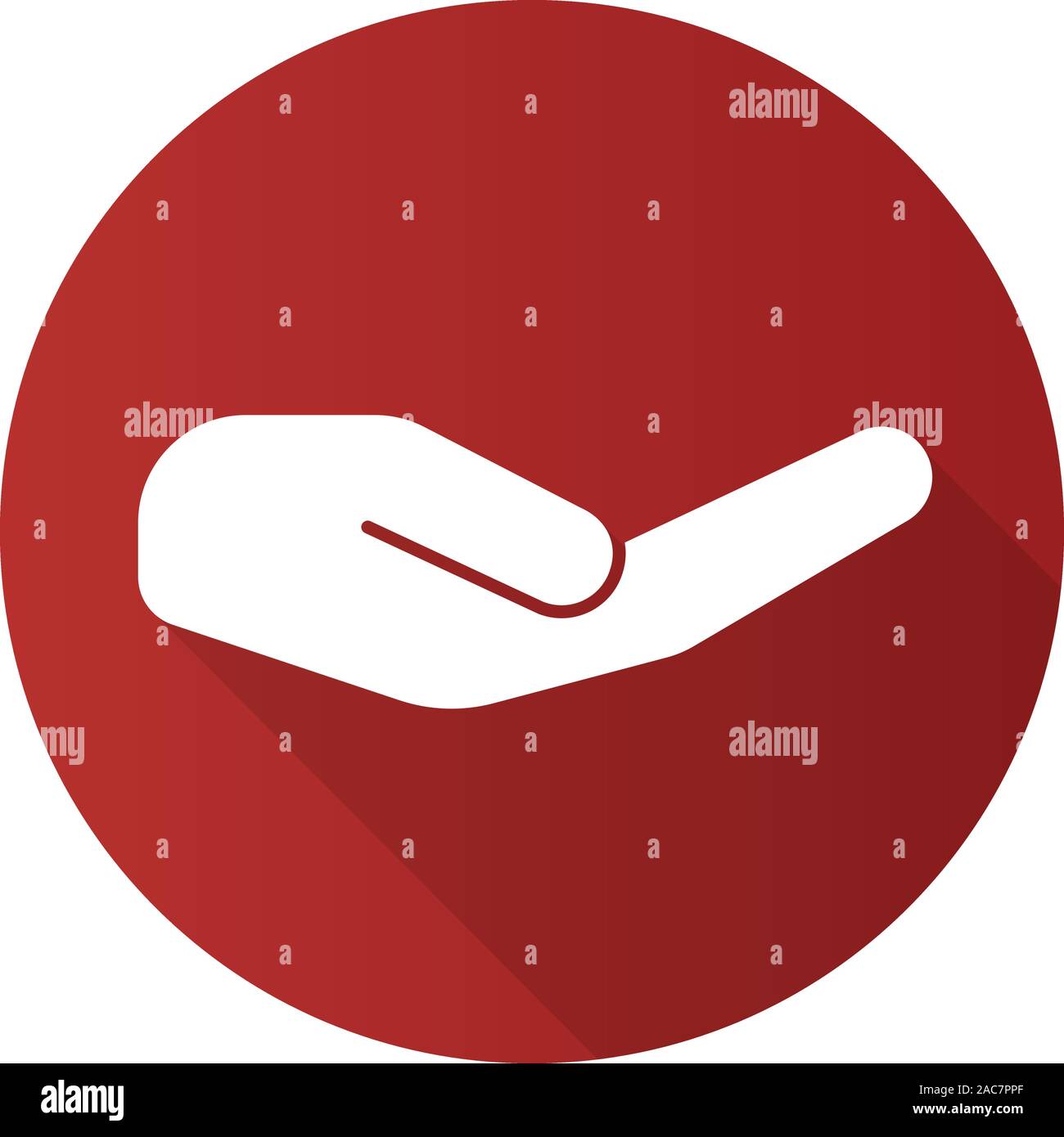 Begging hand gesture. Flat design long shadow icon. Outstretched cupped ...