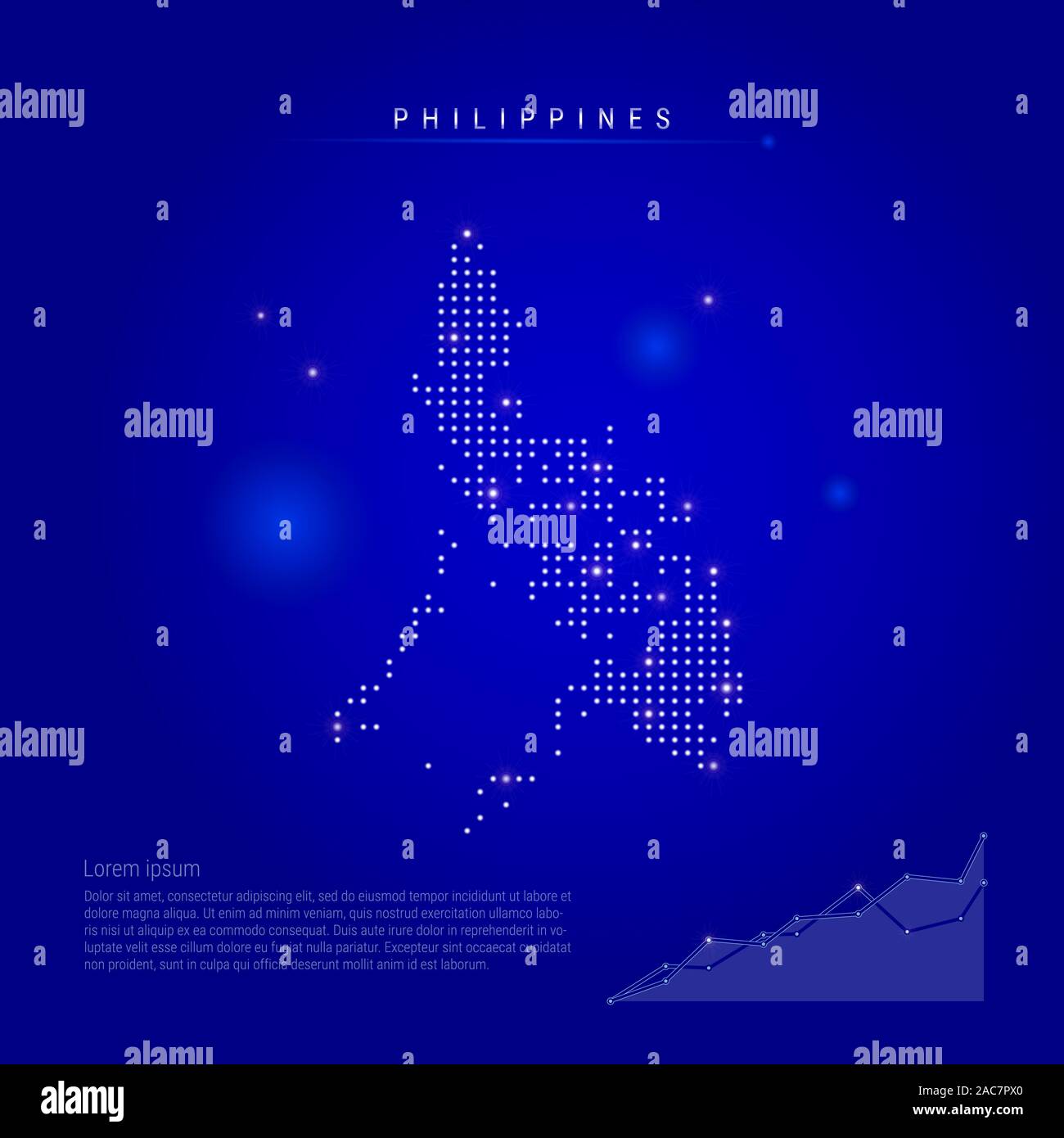 Philippines illuminated map with glowing dots. Infographics elements ...