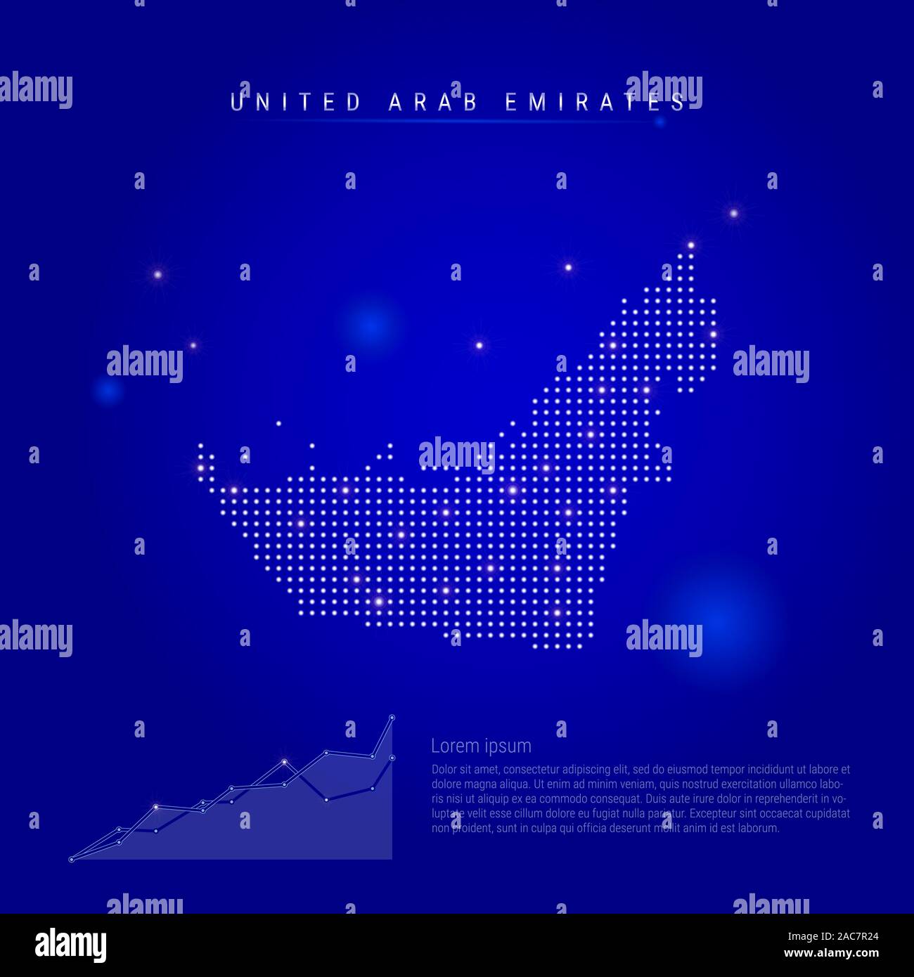 United Arab Emirates illuminated map with glowing dots. Infographics ...
