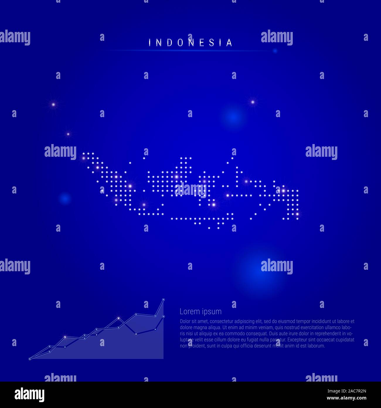 Indonesia illuminated map with glowing dots. Infographics elements ...