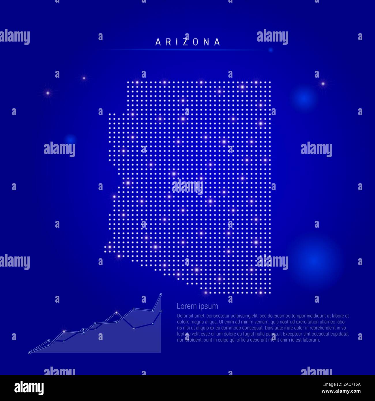 Arizona US state illuminated map with glowing dots. Infographics ...