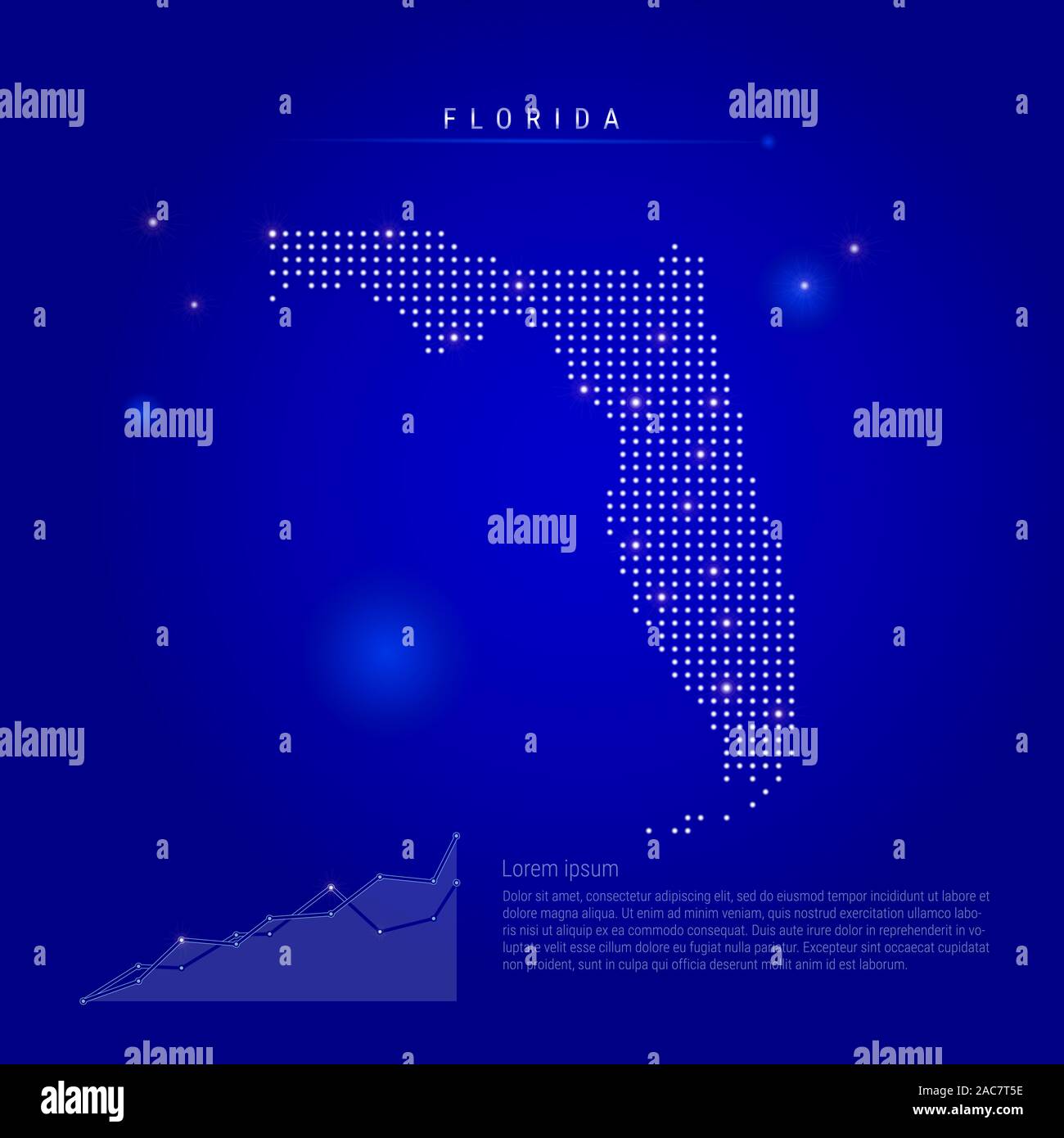 Florida US state illuminated map with glowing dots. Infographics ...