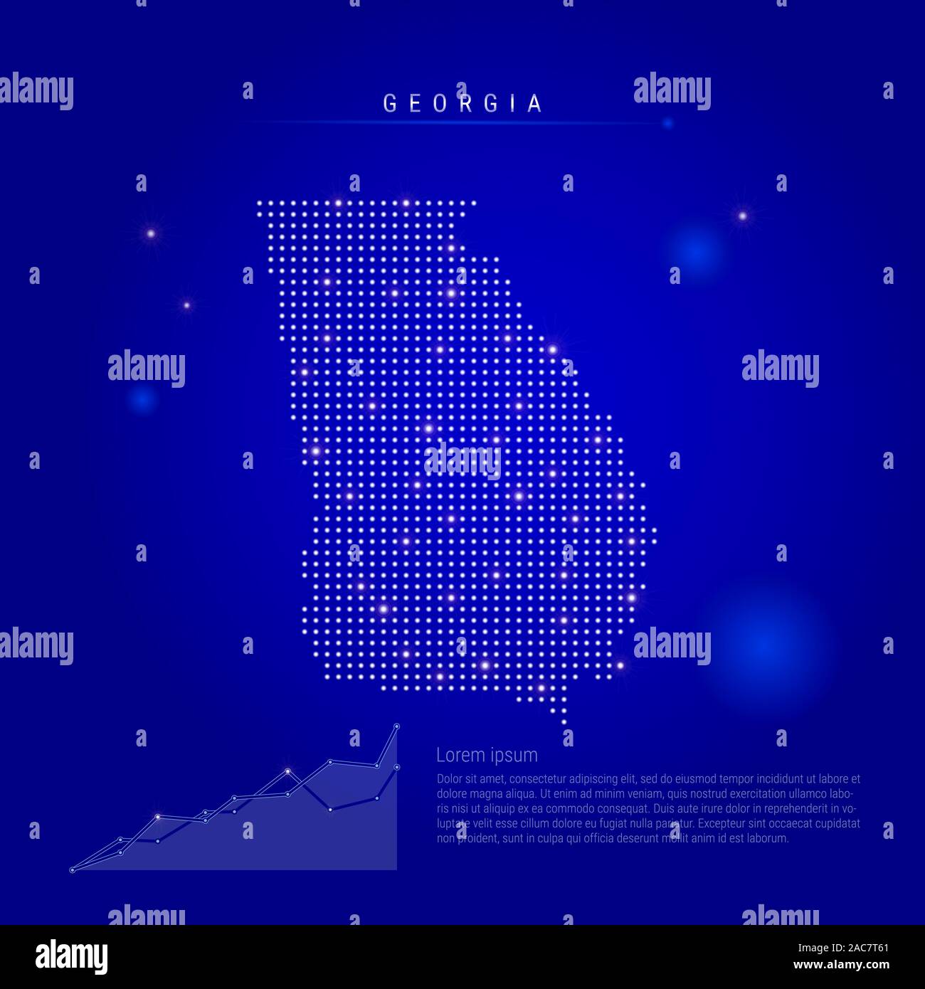 Georgia US state illuminated map with glowing dots. Infographics ...