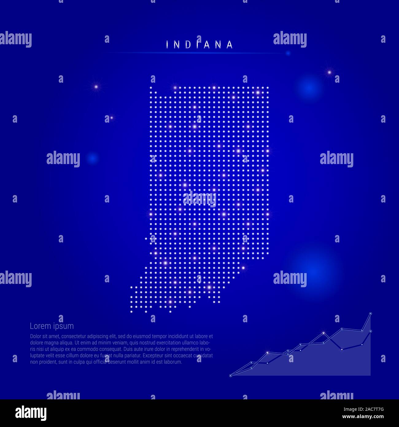 Indiana US state illuminated map with glowing dots. Infographics ...