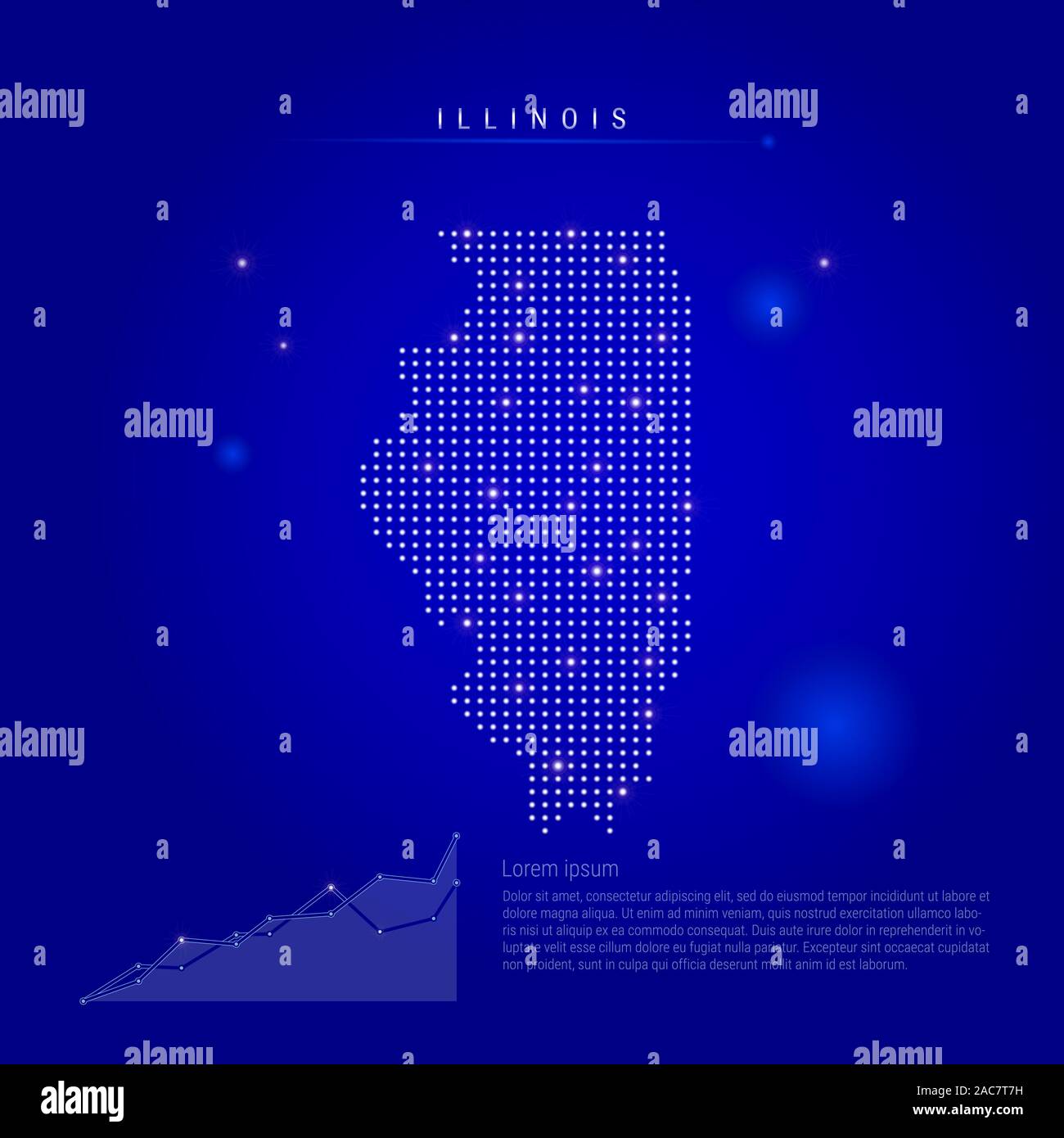 Illinois US state illuminated map with glowing dots. Infographics ...