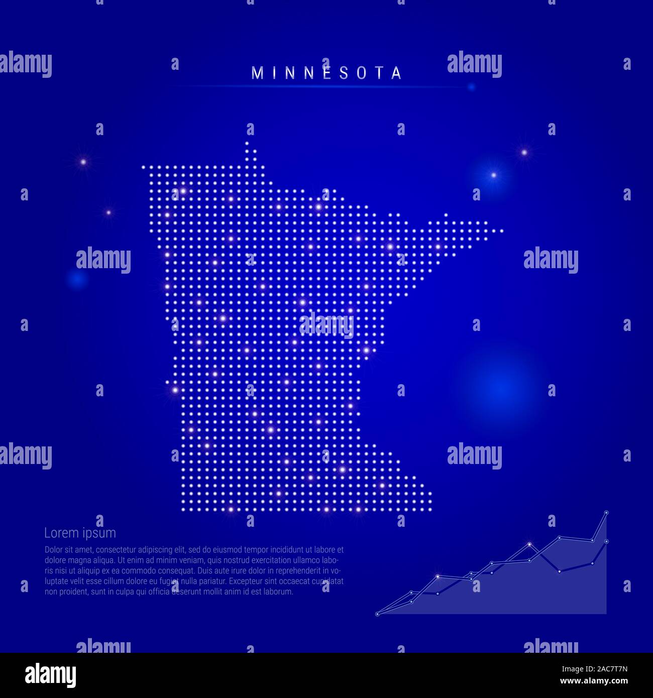 Minnesota US state illuminated map with glowing dots. Infographics ...