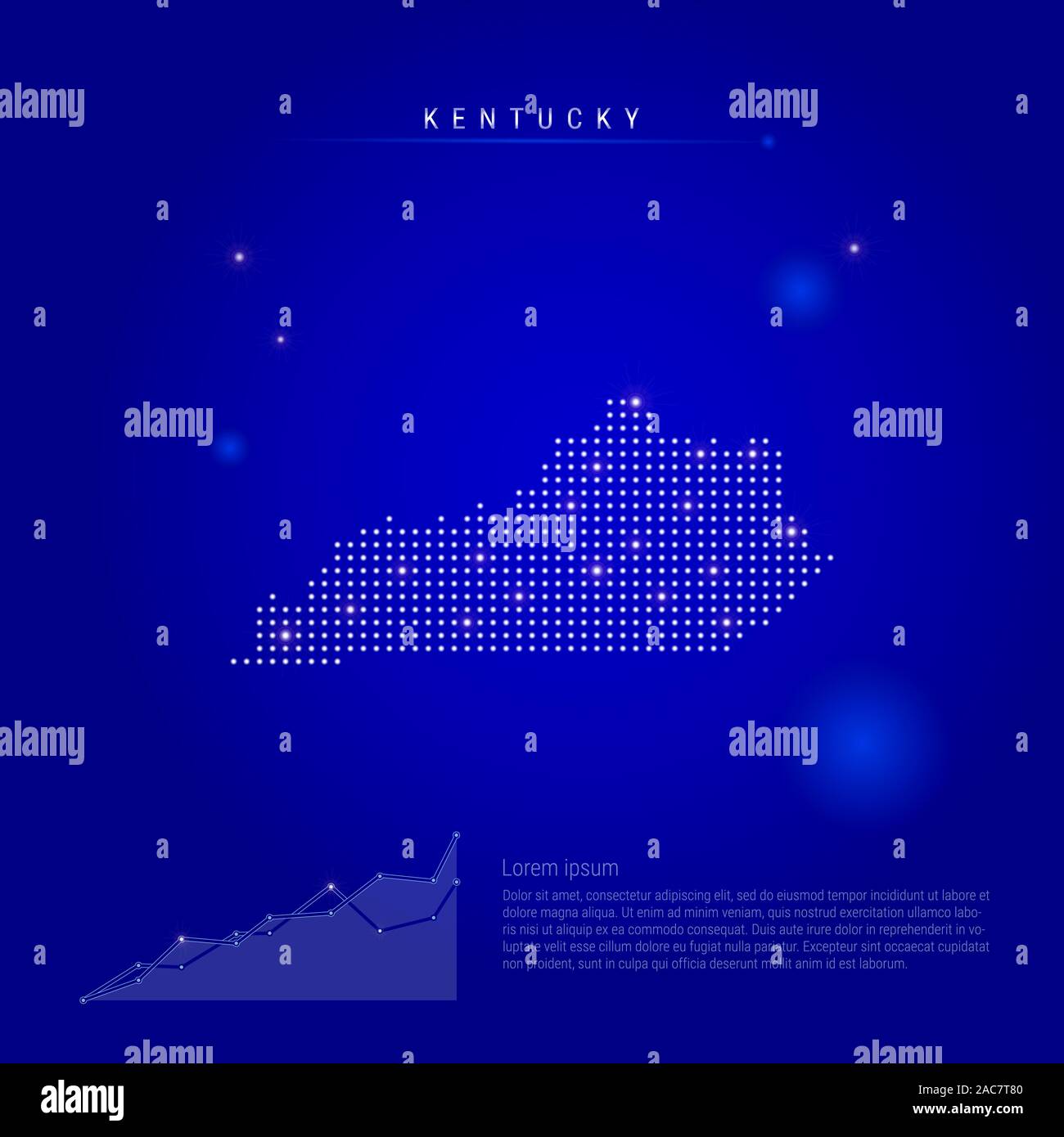 Kentucky US state illuminated map with glowing dots. Infographics ...
