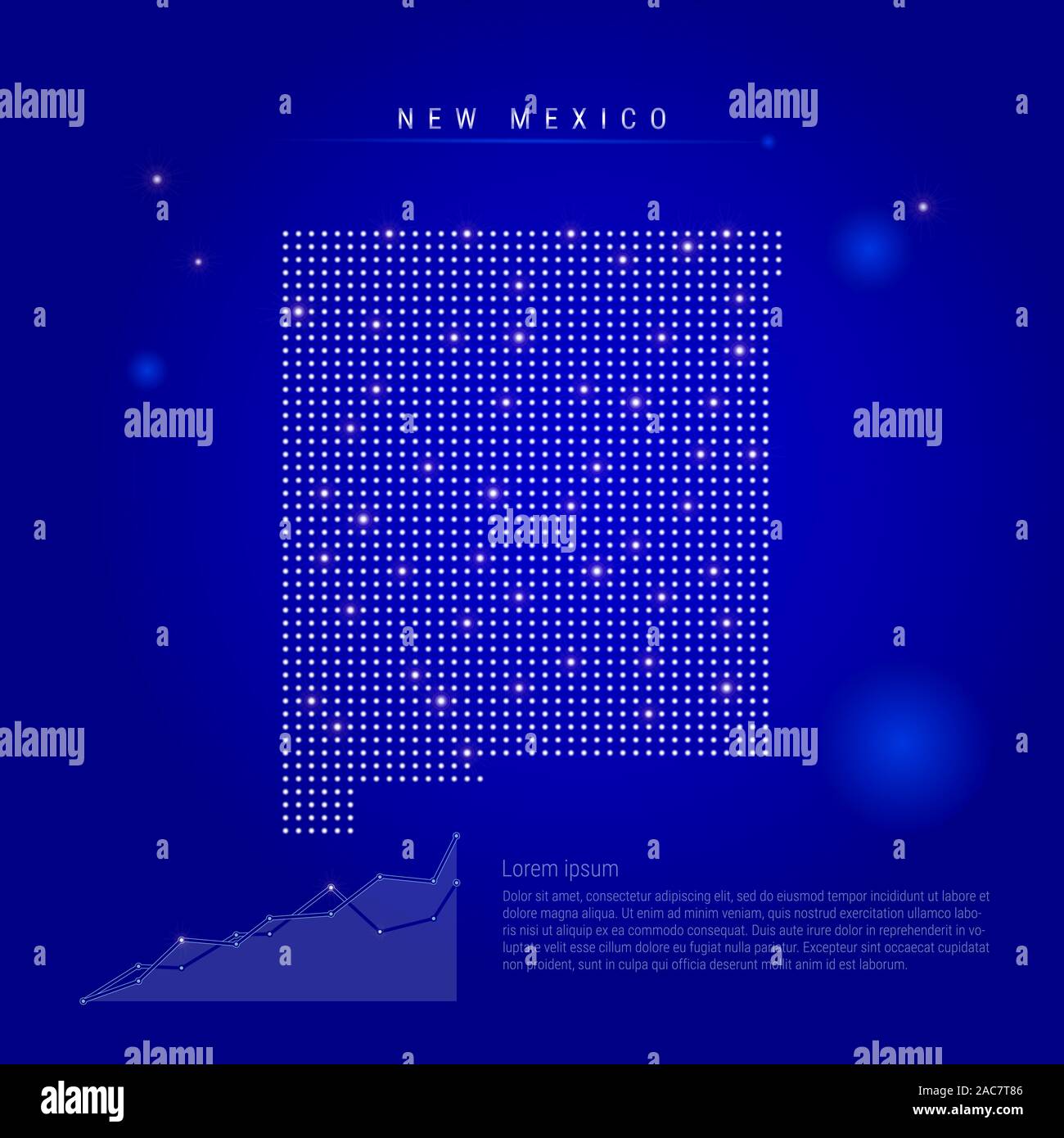 New Mexico US state illuminated map with glowing dots. Infographics ...