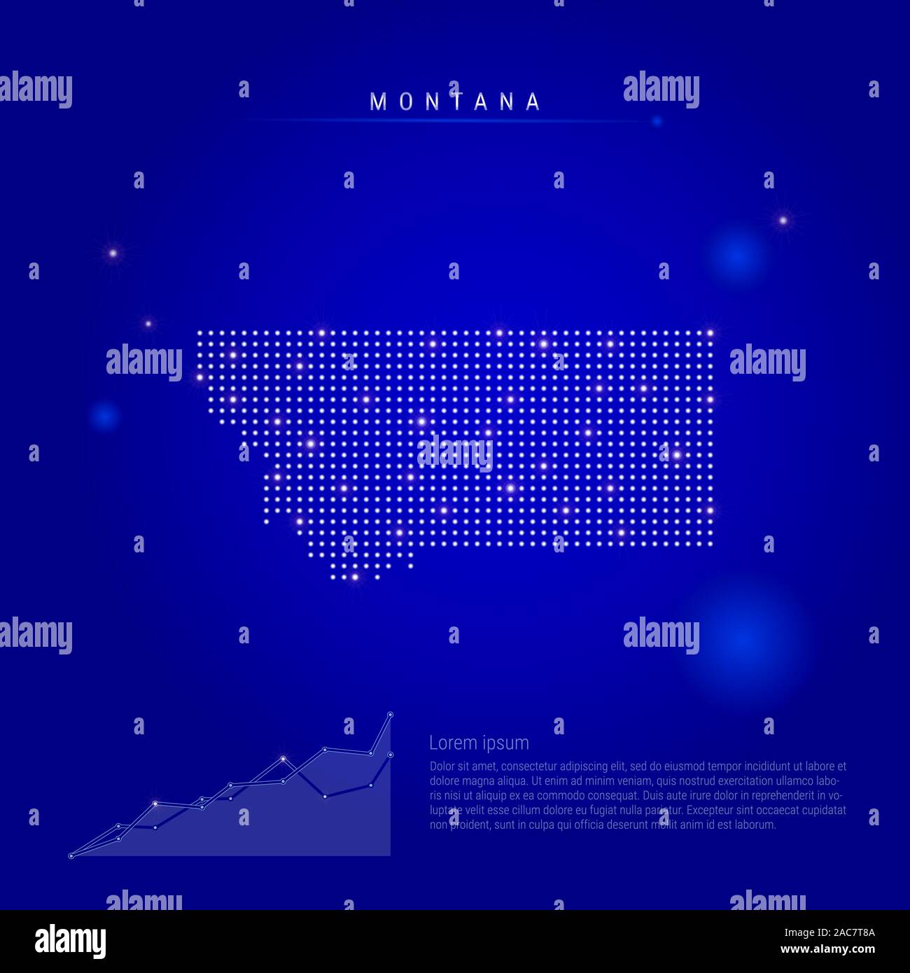 Montana US state illuminated map with glowing dots. Infographics ...
