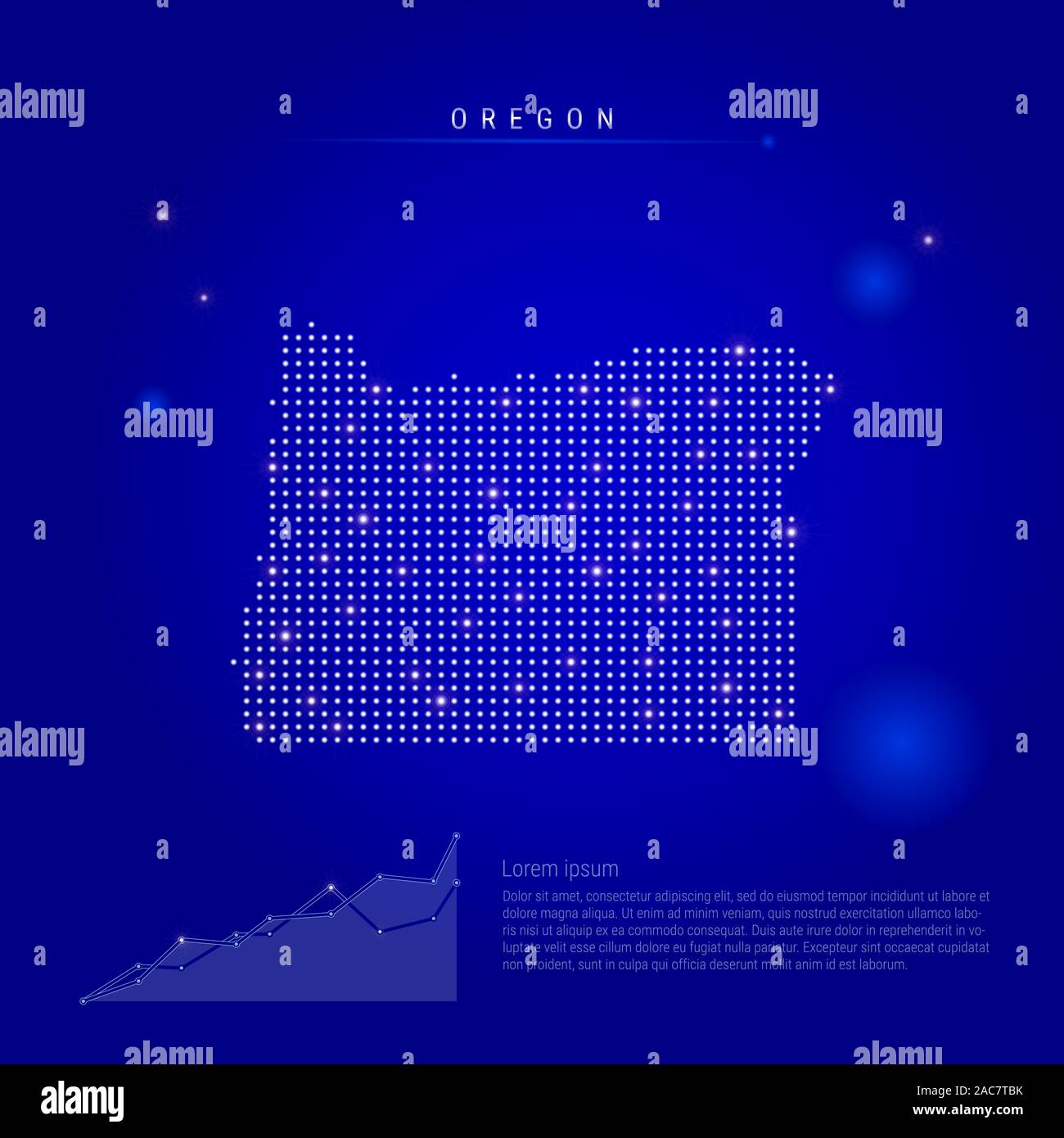Oregon US state illuminated map with glowing dots. Infographics ...