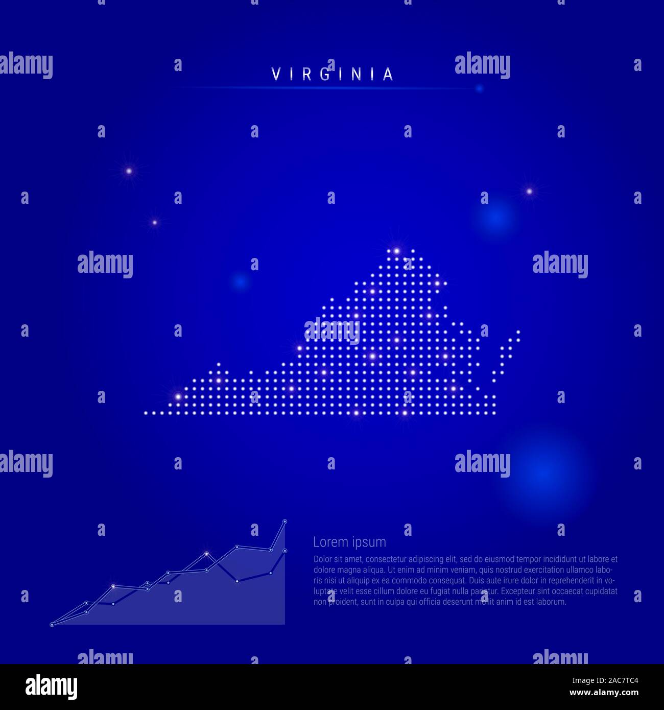 Virginia US state illuminated map with glowing dots. Infographics ...