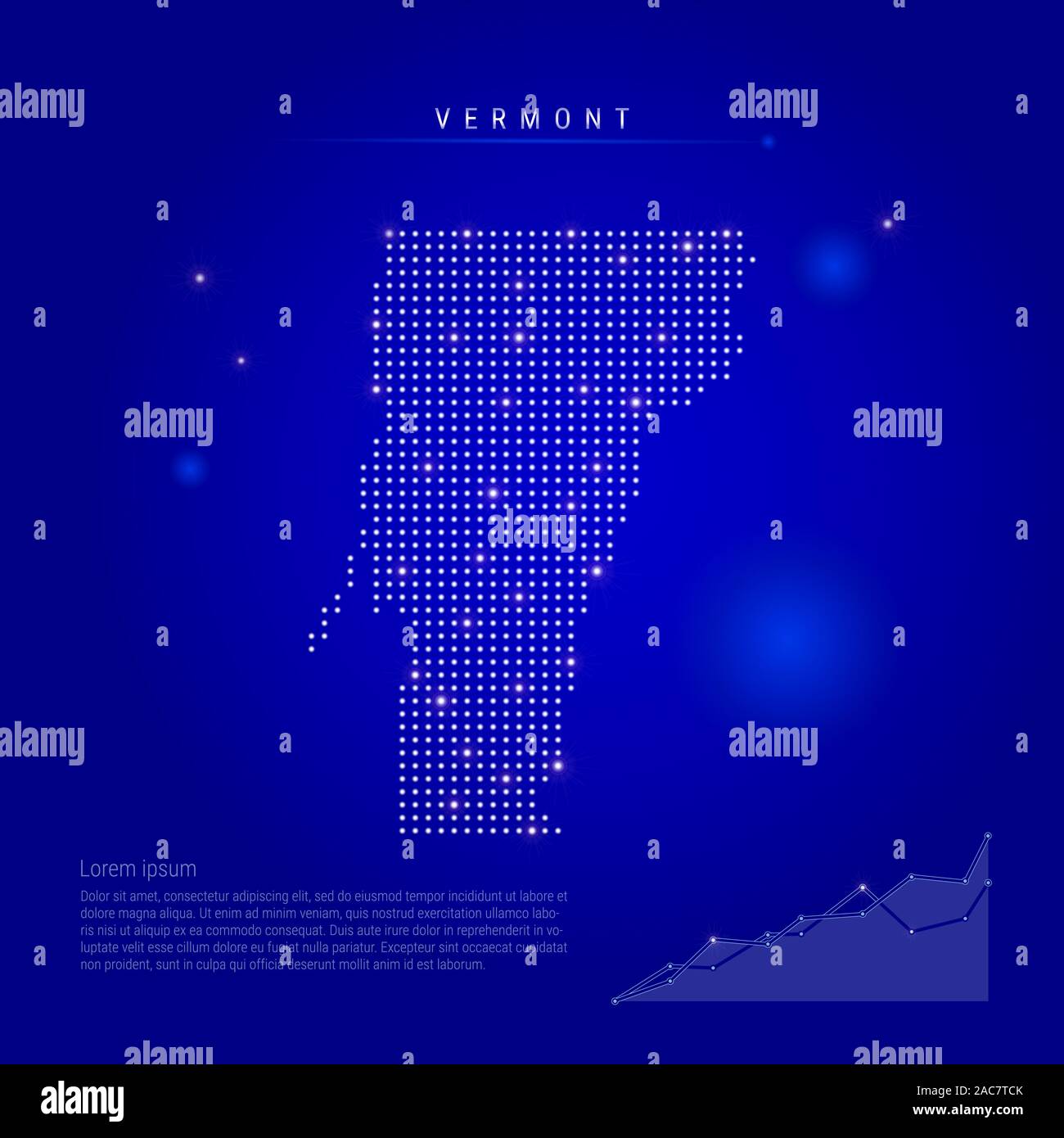 Vermont US state illuminated map with glowing dots. Infographics ...