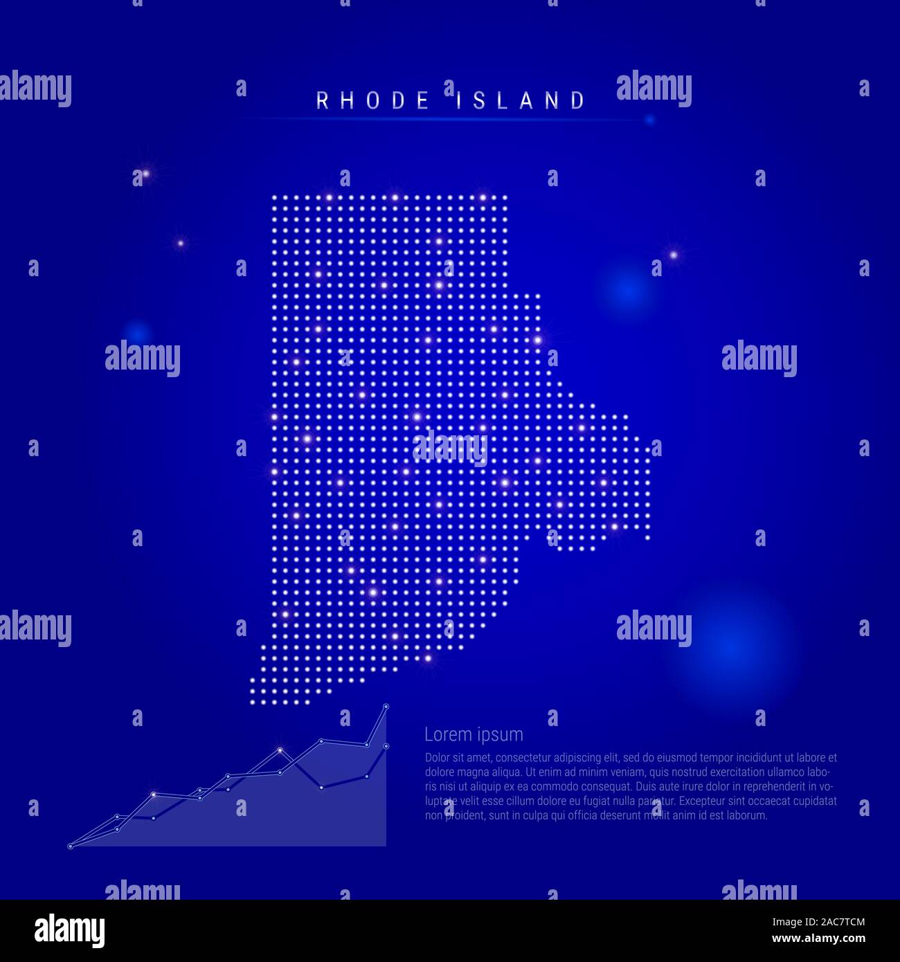 Rhode Island US state illuminated map with glowing dots. Infographics ...
