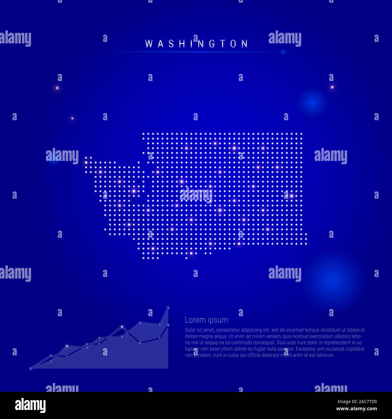 Washington US state illuminated map with glowing dots. Infographics ...