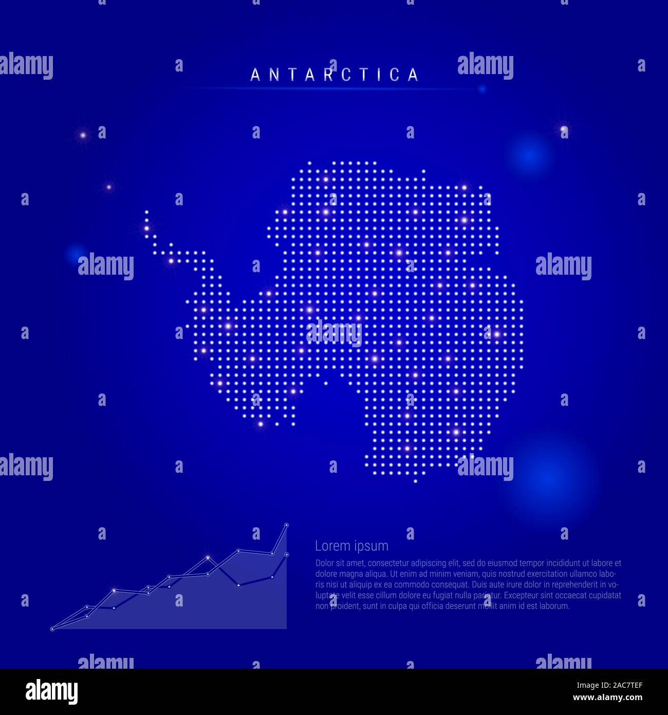 Antarctica illuminated map with glowing dots. Infographics elements ...