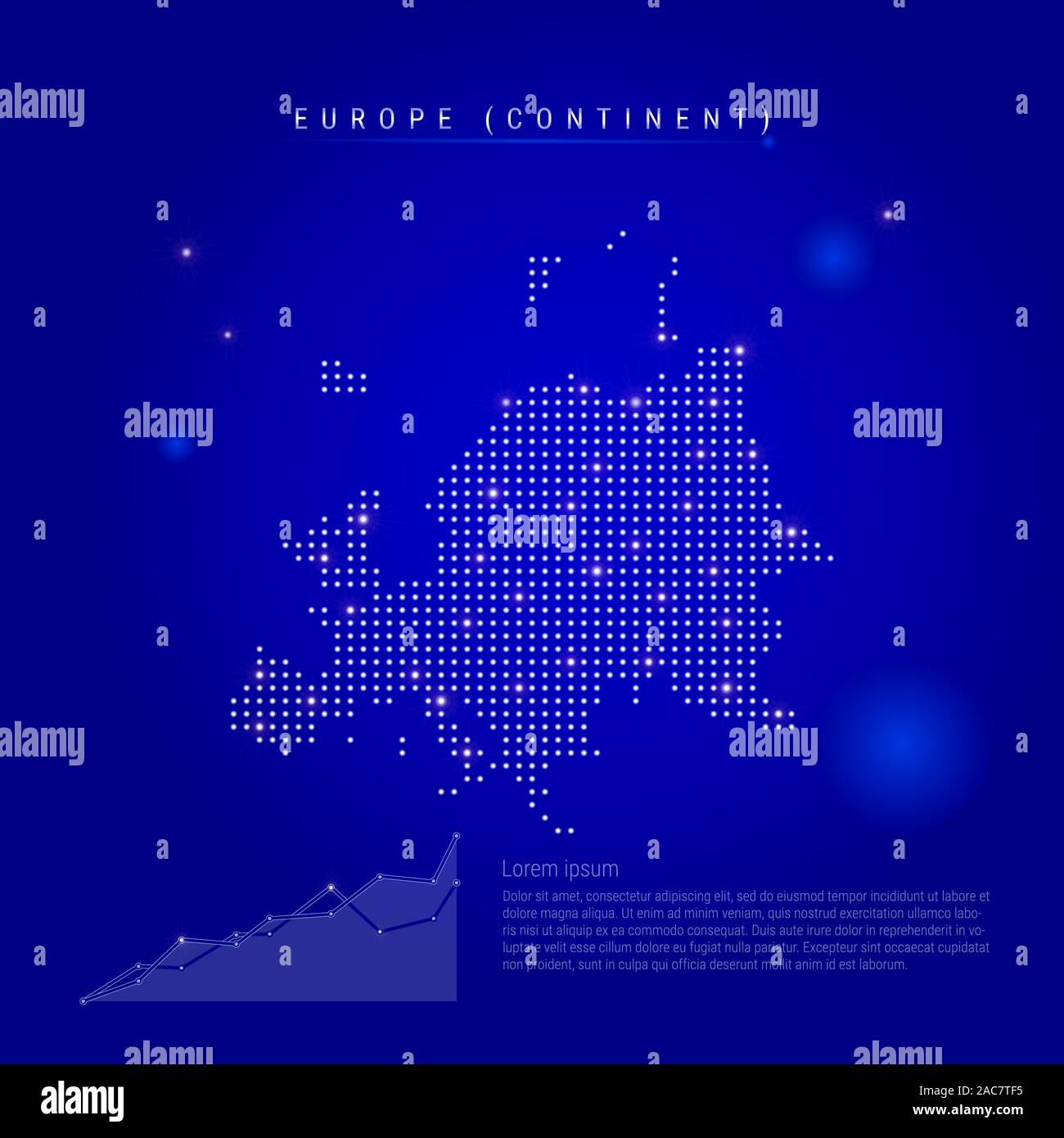 Europe continent illuminated map with glowing dots. Infographics ...