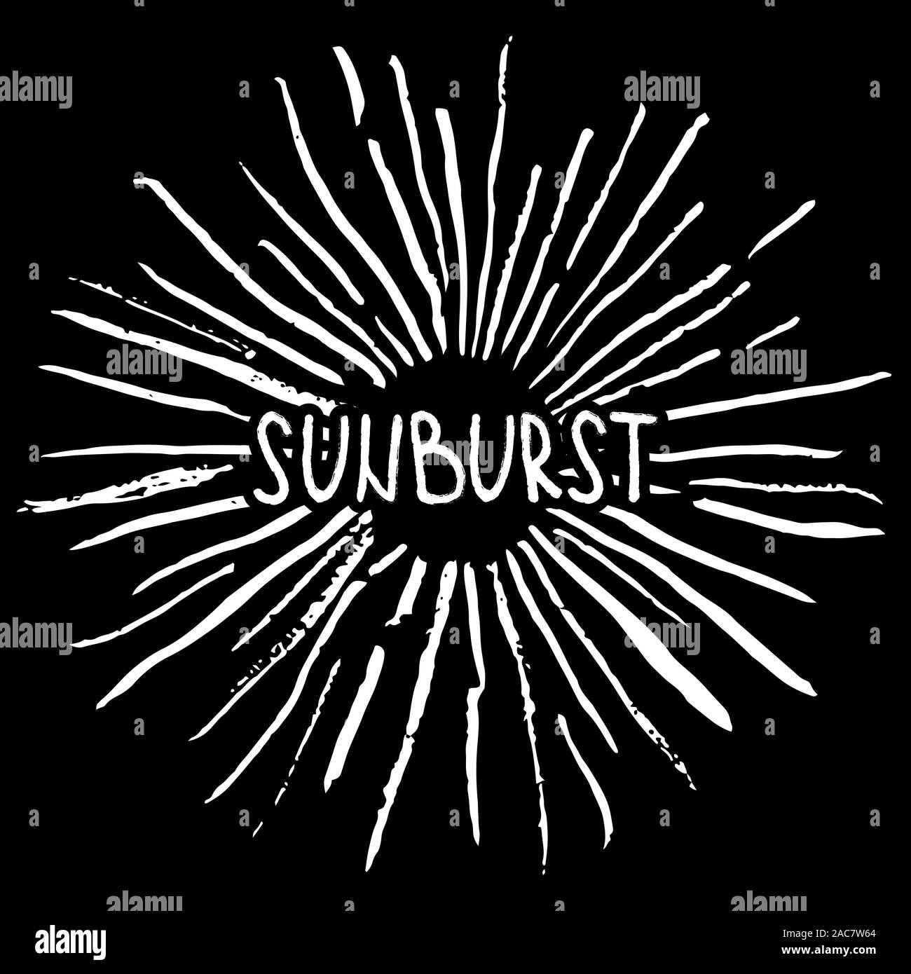 Sun burst. Trendy hand drawn retro sunburst. Bursting rays design ...