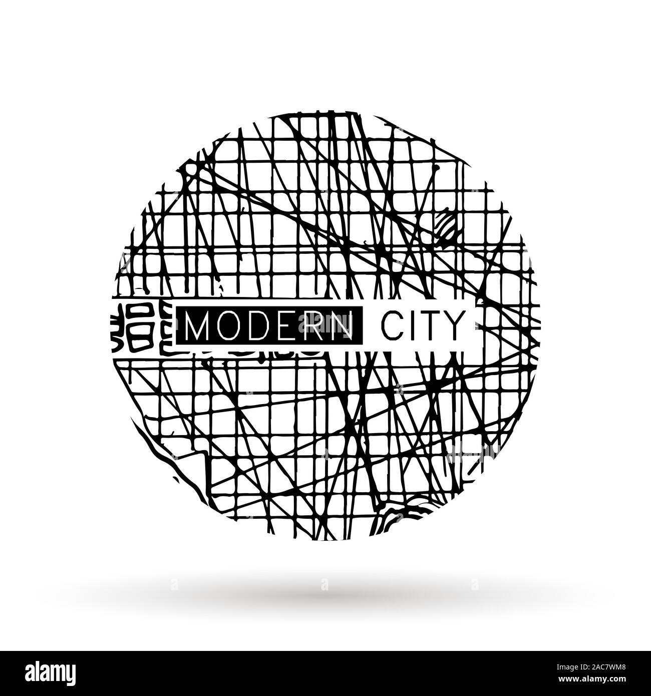 Architectural ink background, construction logo with doodle maps ...