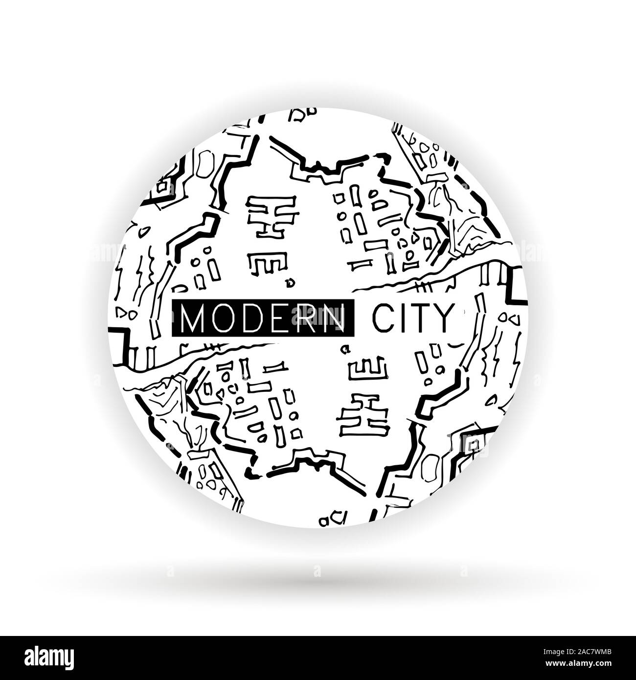 Architectural ink background, construction logo with doodle maps ...