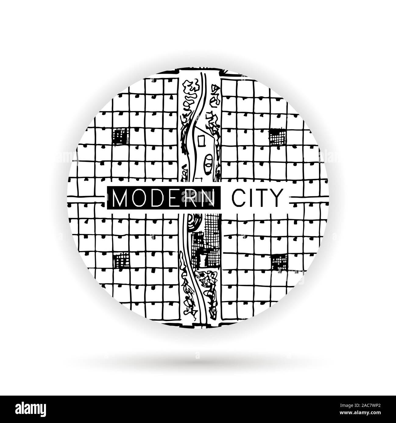 Architectural ink background, construction logo with doodle maps ...