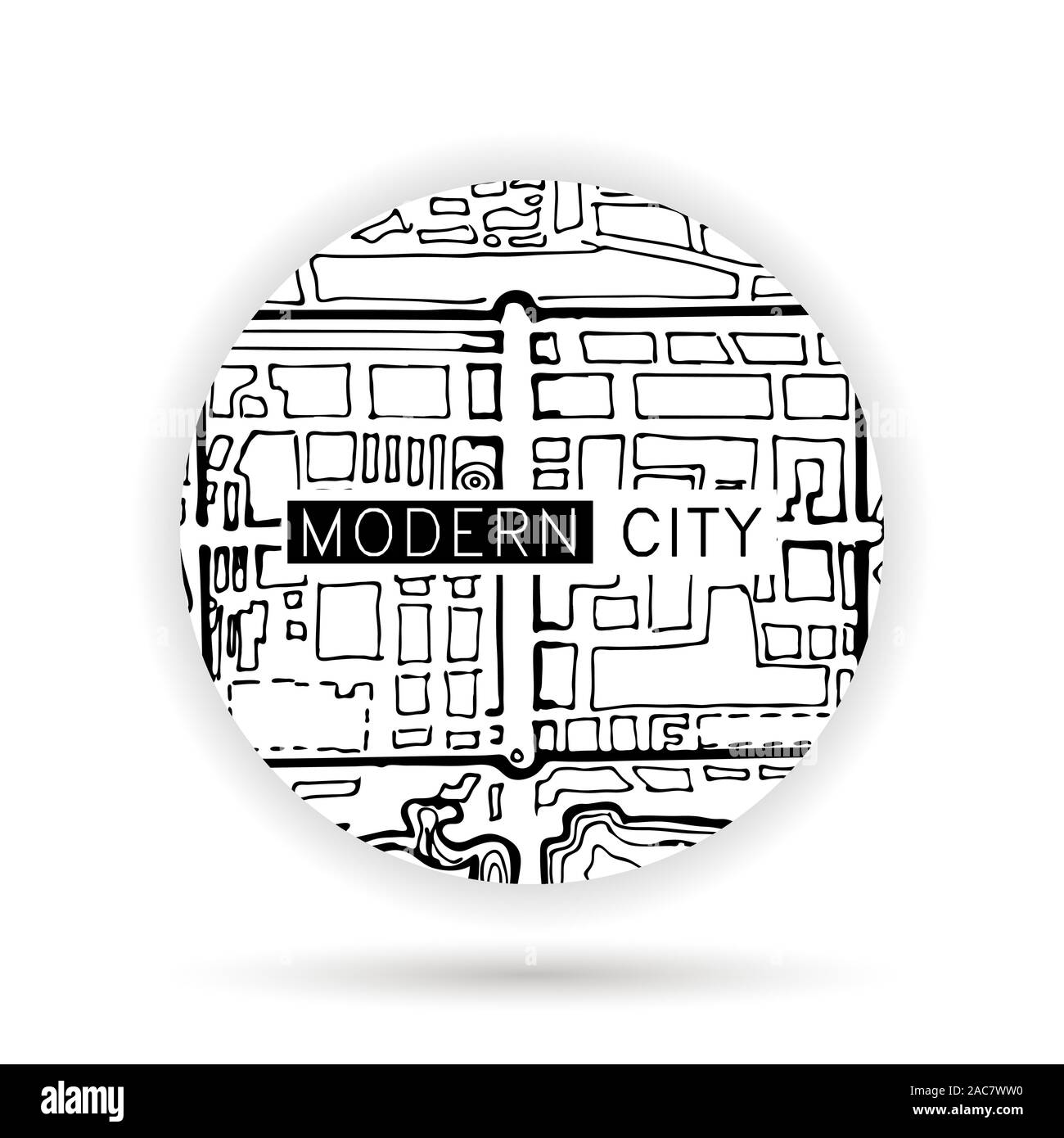 Architectural ink background, construction logo with doodle maps ...