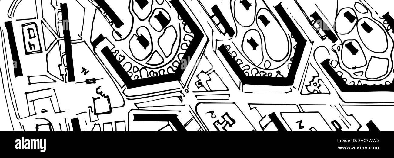 Doodle city map texture. Urban architecture plan, engineering drawing ...