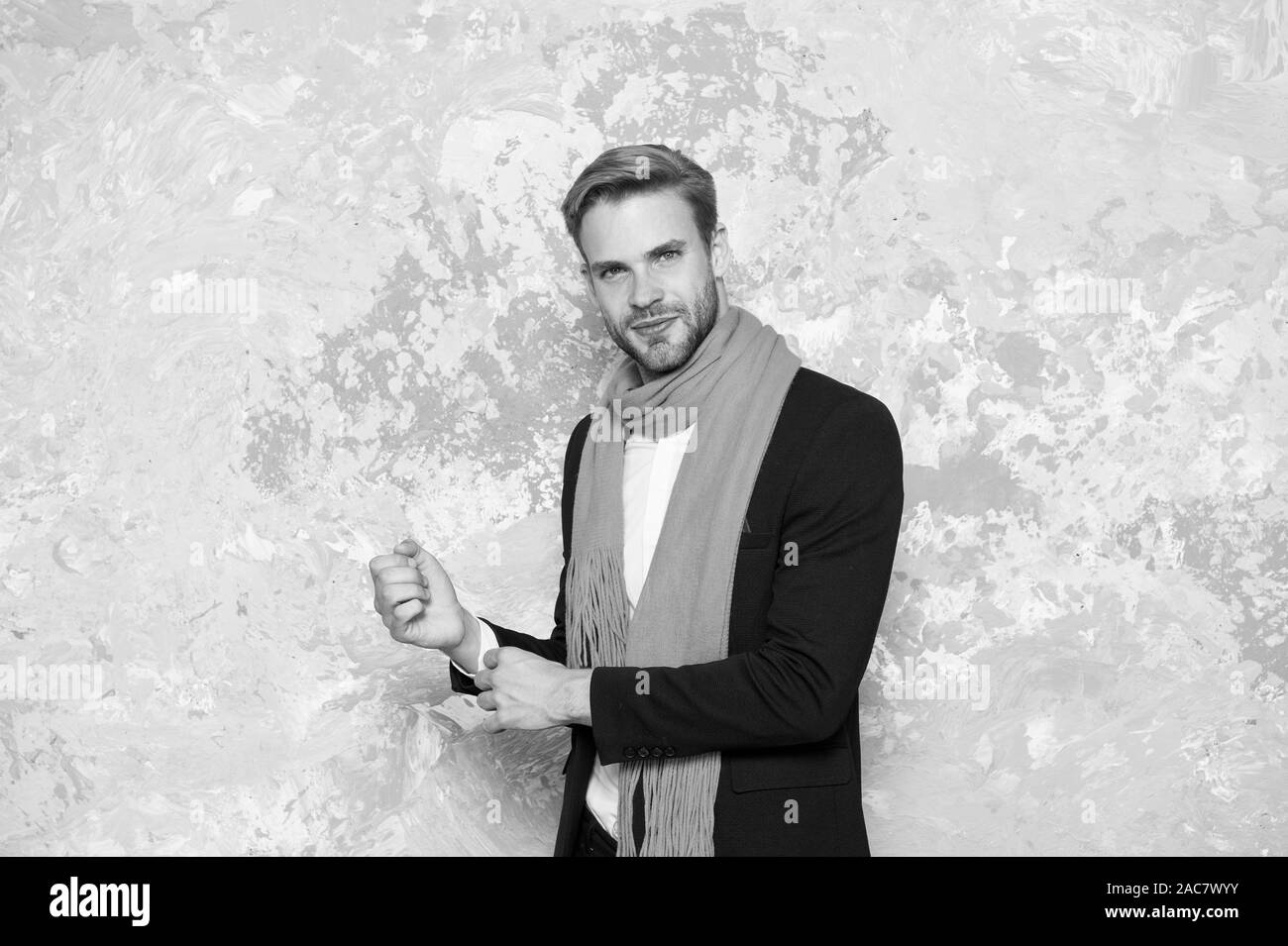 Modern trend. Tailored suit. Fashion shop. Rent suit service. Elegant ...