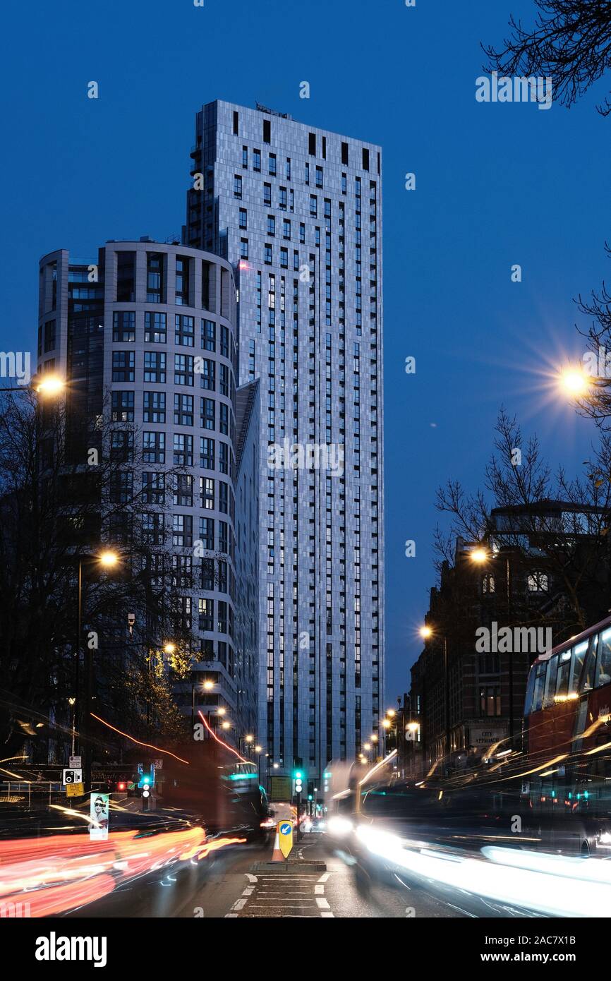 City road and modern architecture, by dusk, London, United Kingdom ...