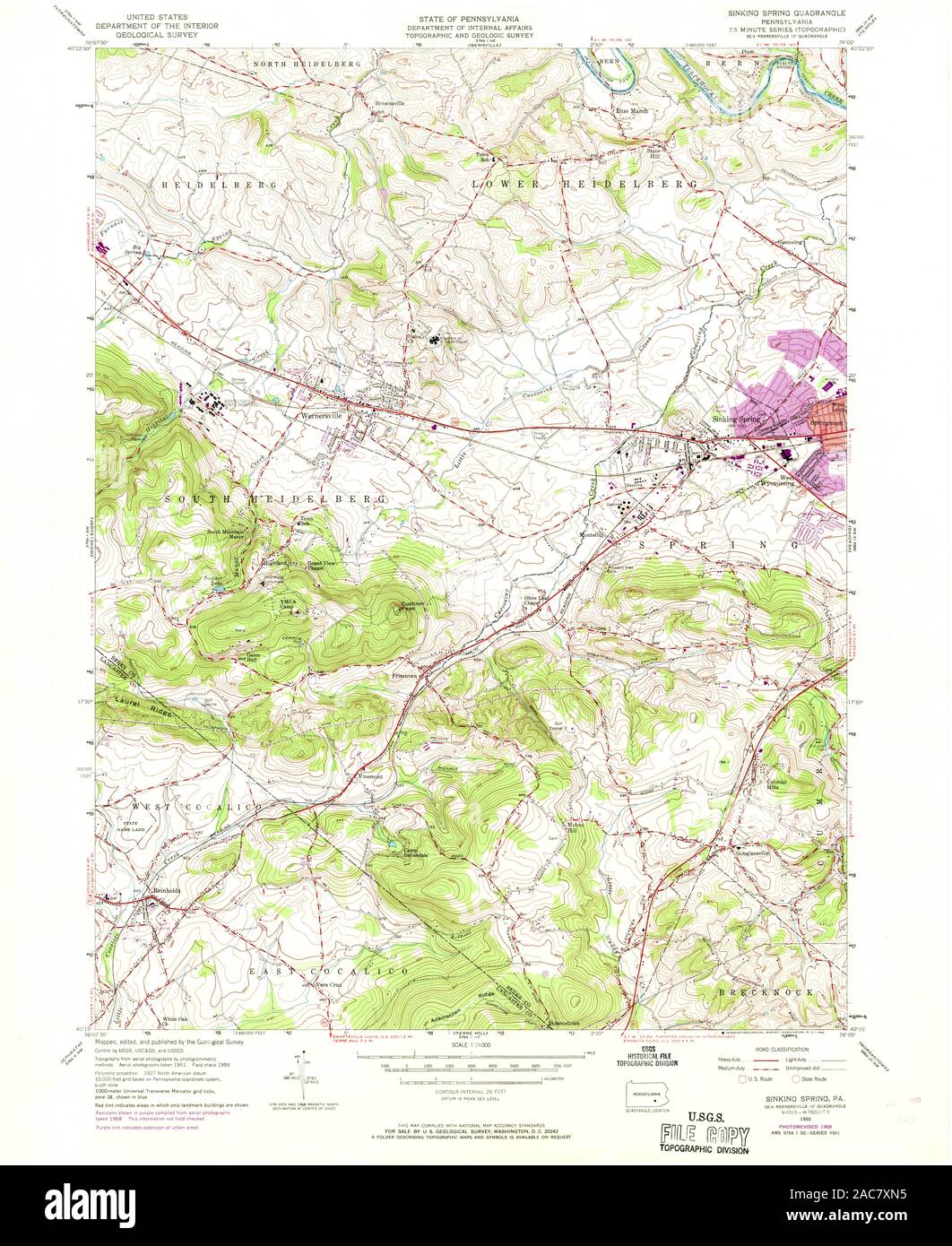 Map of sinking spring hi-res stock photography and images - Alamy