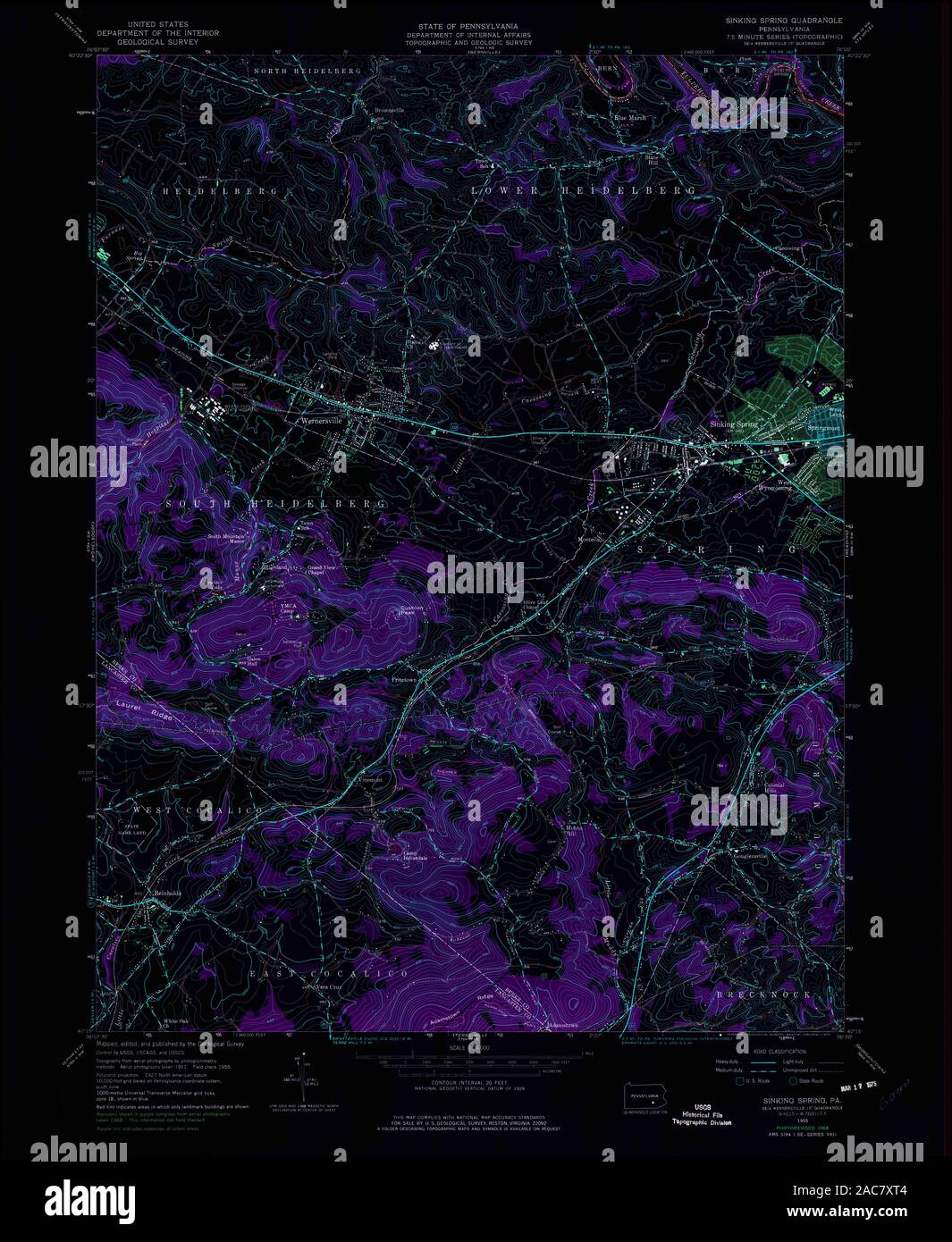 Map of sinking spring hi-res stock photography and images - Alamy