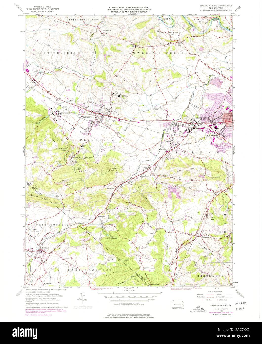 Map of sinking spring hi-res stock photography and images - Alamy