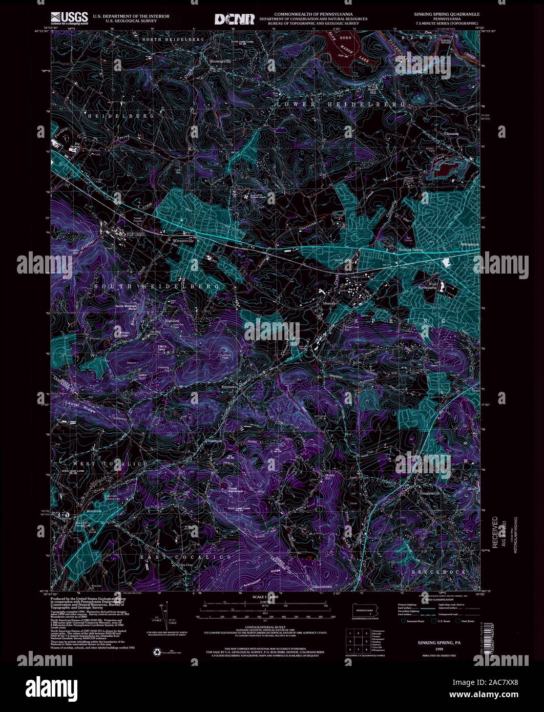 Map of sinking spring hi-res stock photography and images - Alamy