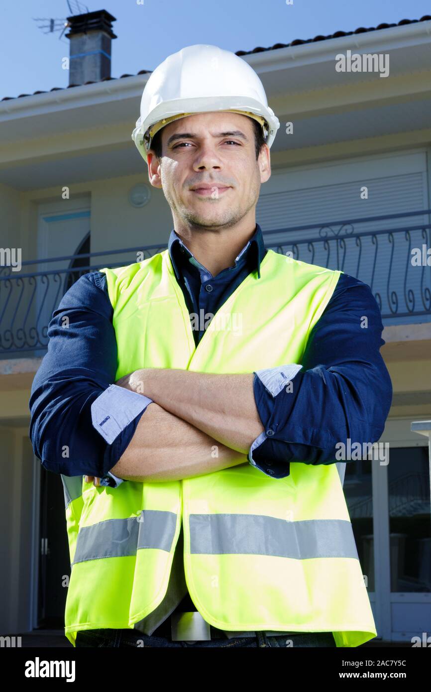 picture of construction site engineer looking at the camera Stock Photo ...
