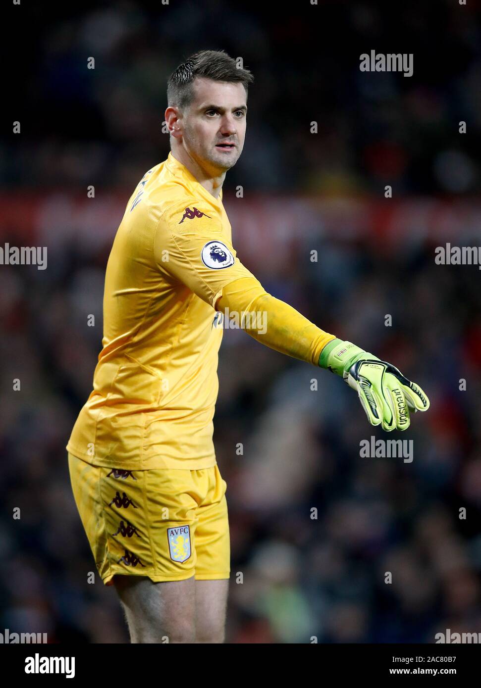 Aston Villa goalkeeper Tom Heaton during the Premier League match at ...