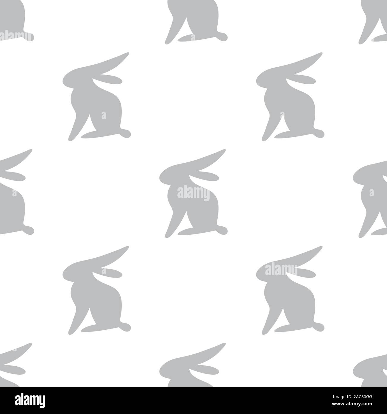 Vector seamless pattern of hand drawn doodle sketch gray rabbit ...