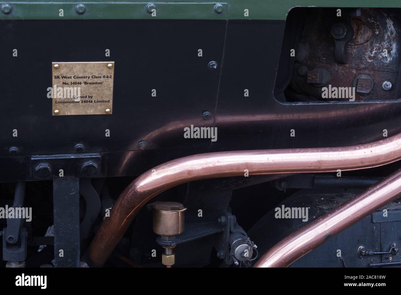 Battle of Britain Class steam locomotive 34046 Braunton running as ...