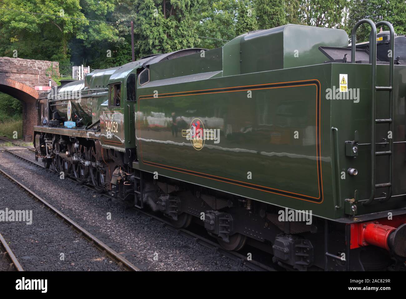 Battle of Britain Class steam locomotive 34046 Braunton running as ...
