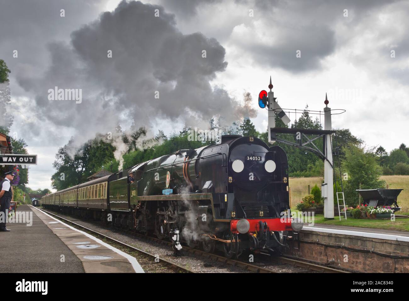 Battle of Britain Class steam locomotive 34046 Braunton running as ...