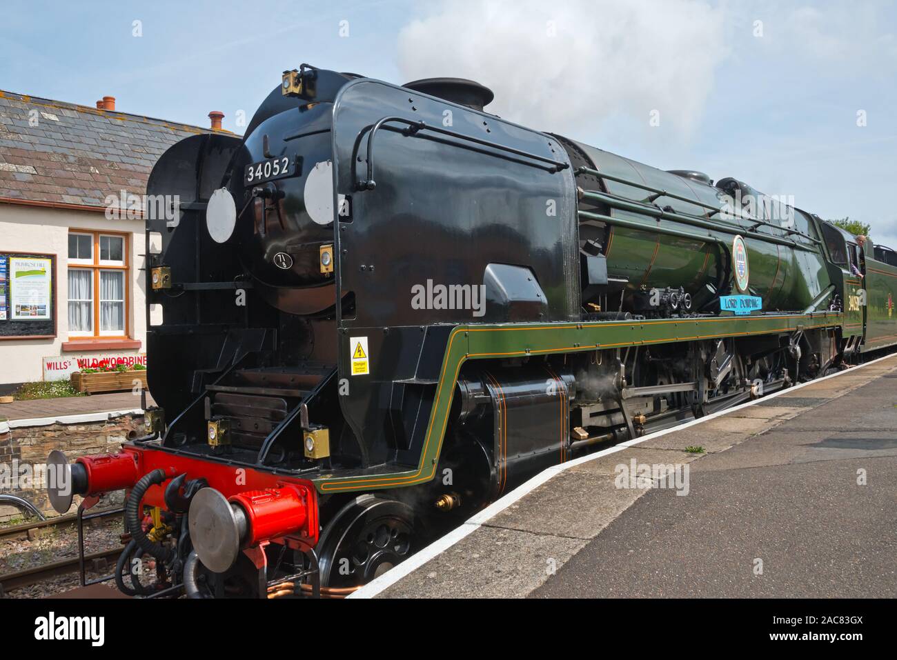 Battle of Britain Class steam locomotive 34046 Braunton running as ...
