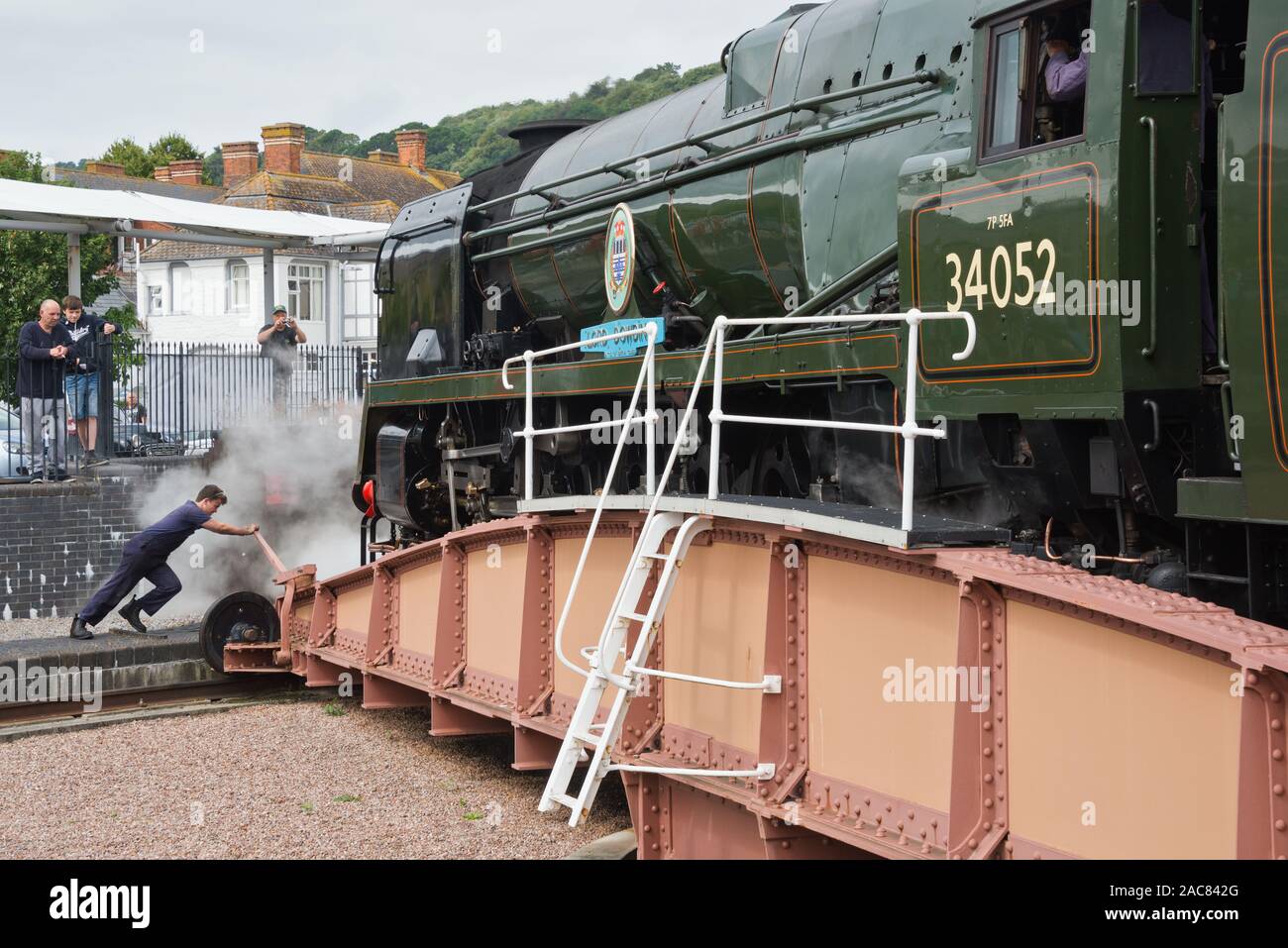 Battle of Britain Class steam locomotive 34046 Braunton running as ...