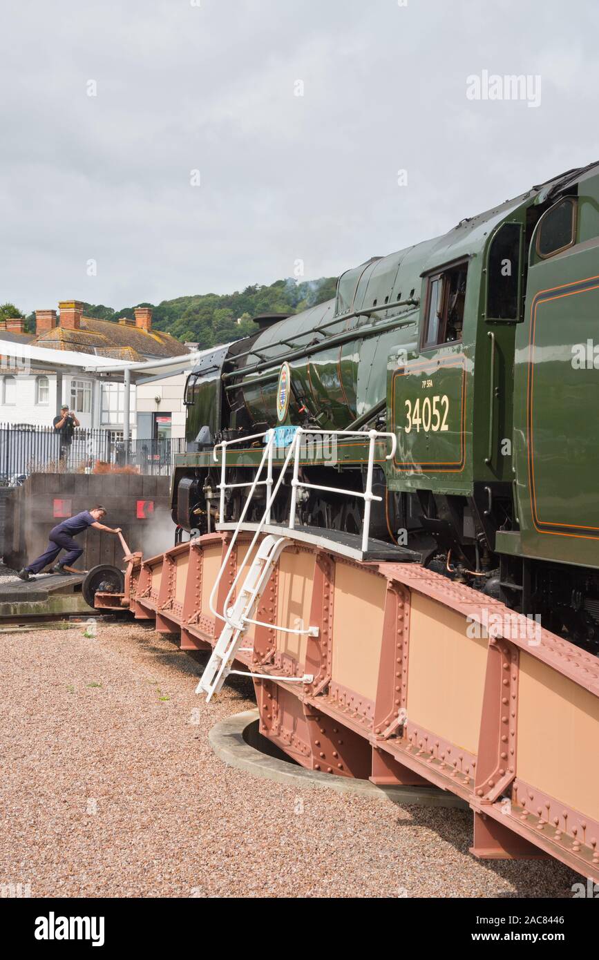 Battle of Britain Class steam locomotive 34046 Braunton running as ...