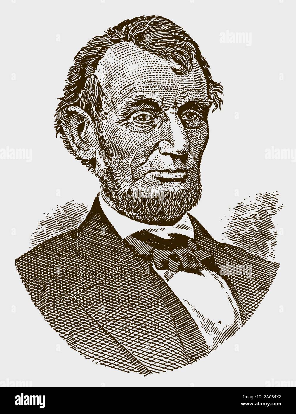 Historical portrait of Abraham Lincoln, the american president ...