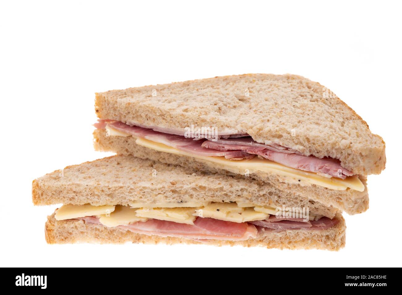 Cheese and ham sandwich - white background Stock Photo - Alamy