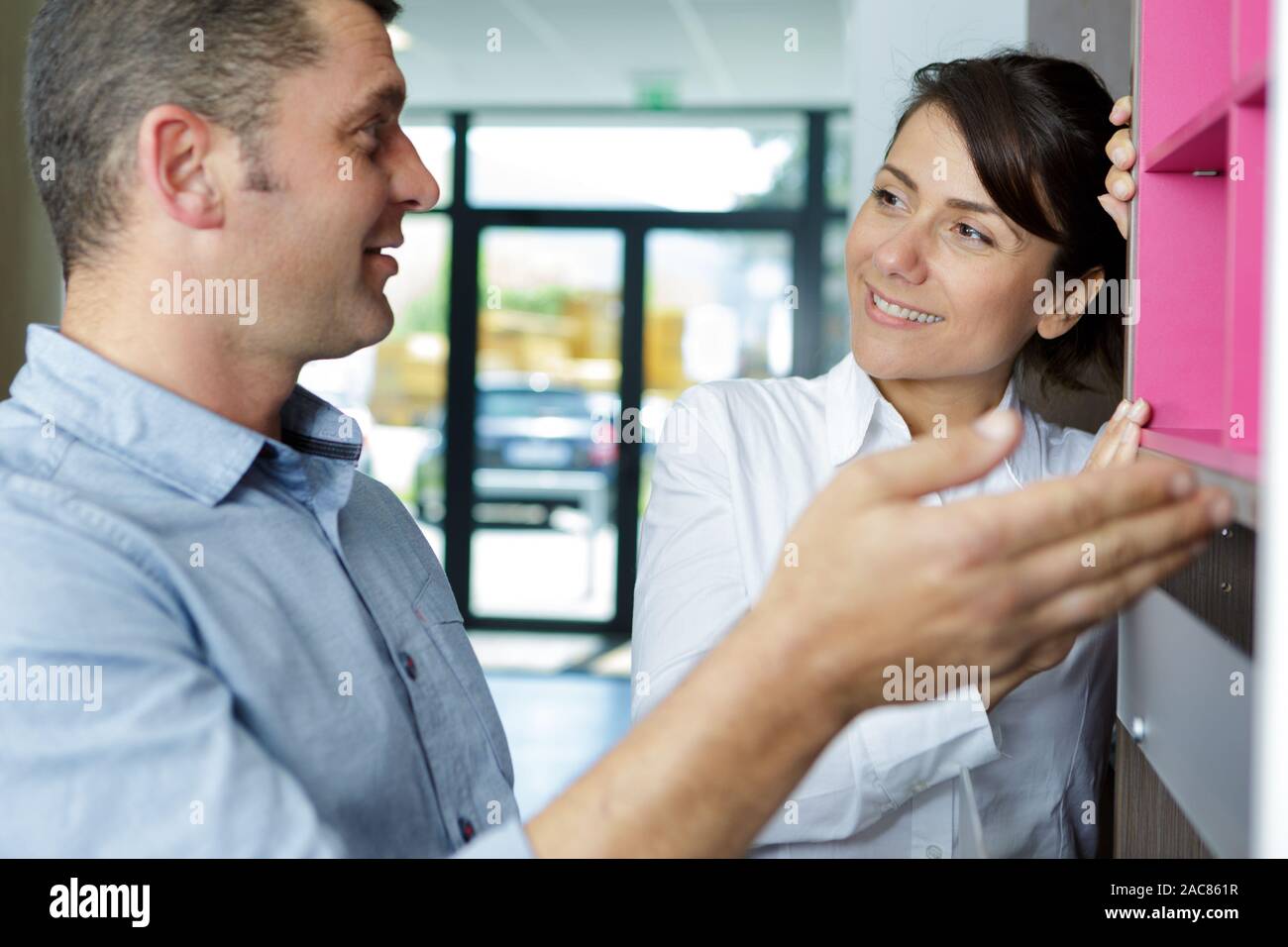 client picking a color for fitted cabinet Stock Photo - Alamy