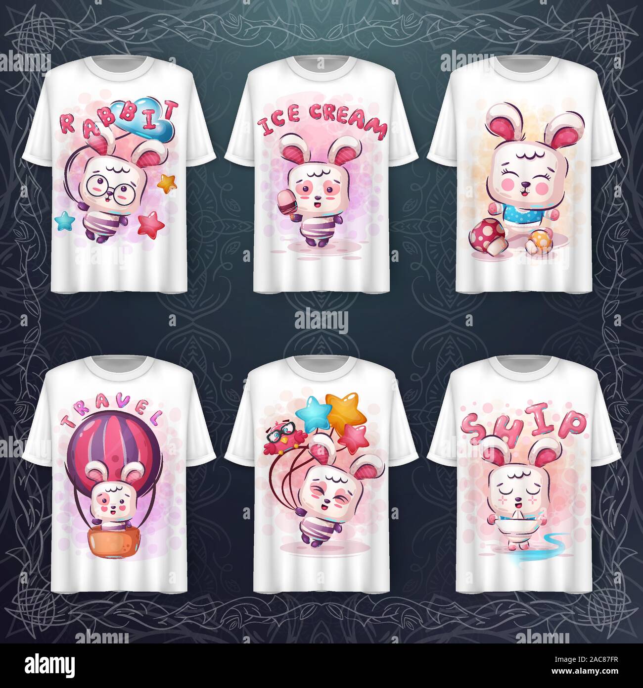 Set rabbit illustration and merchandising Stock Vector Image & Art - Alamy